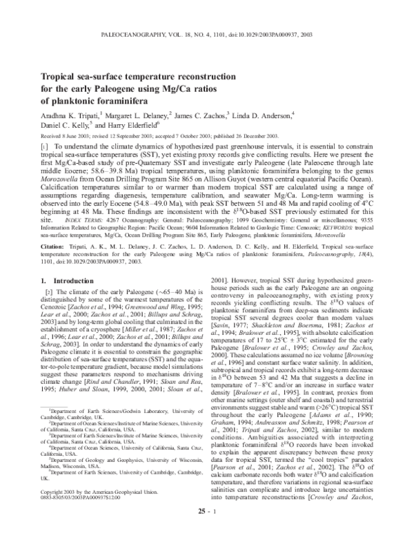 (PDF) Tropical sea-surface temperature reconstruction for the early ...