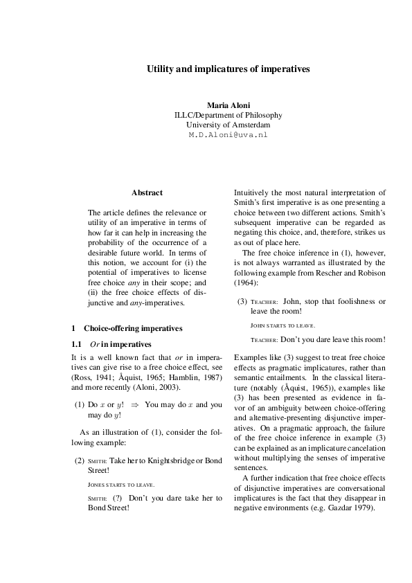 (PDF) Utility and implicatures of imperatives