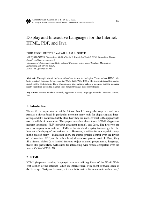 (PDF) Display and Interactive Languages for the Internet: HTML, PDF ...
