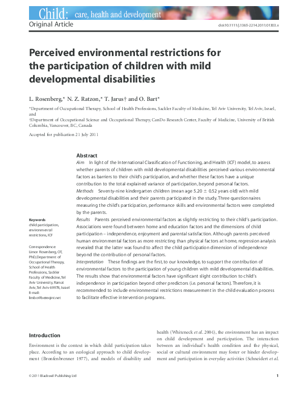 (PDF) Perceived environmental restrictions for the participation of ...