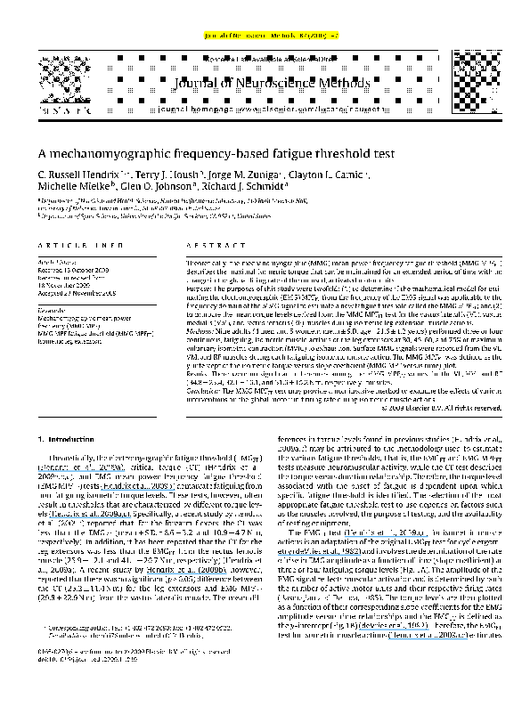(PDF) Comparing electromyographic and mechanomyographic frequency-based fatigue thresholds to ...