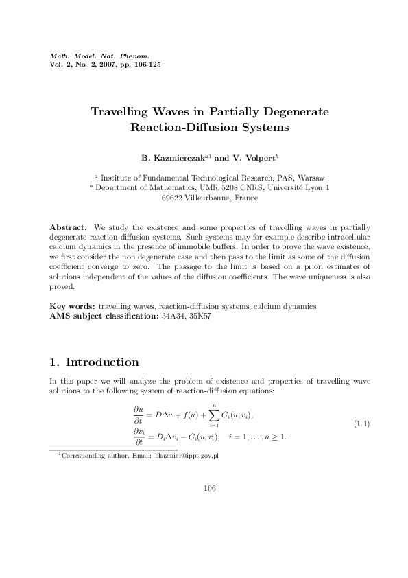 Pdf Travelling Waves For Solid Gas Reaction Diffusion Systems Stella Vernier Piro
