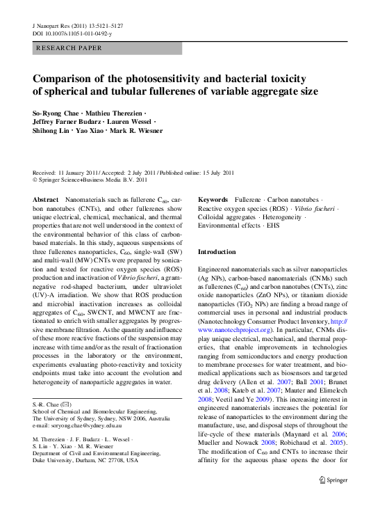 (PDF) Comparison of the photosensitivity and bacterial toxicity of spherical and tubular ...