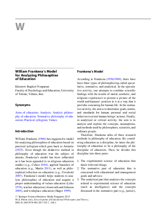 (PDF) William Frankena's Model for Analyzing Philosophies of Education
