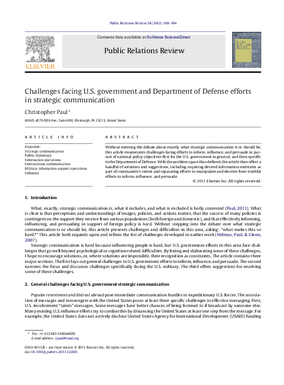 (PDF) Challenges facing U.S. government and Department of Defense ...
