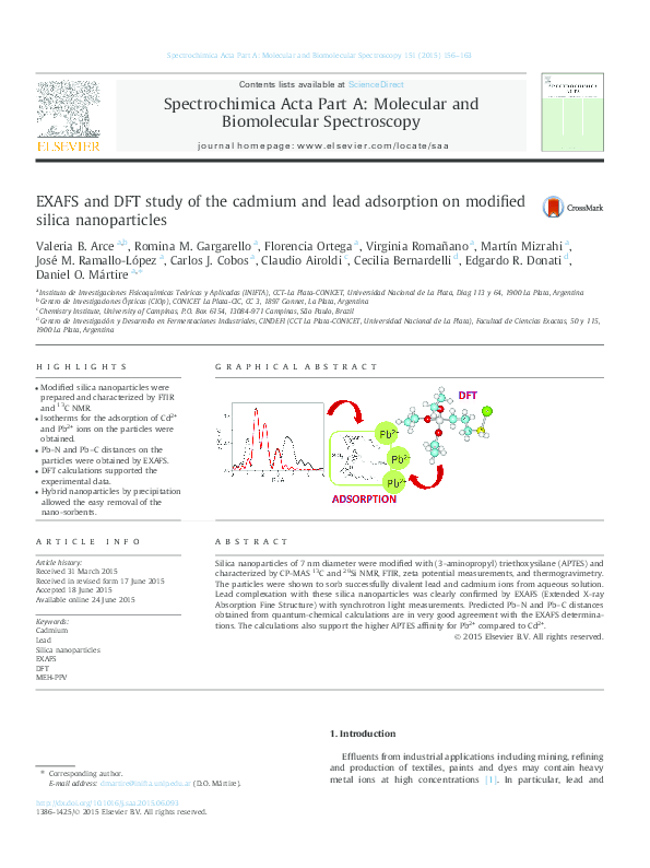 (PDF) EXAFS and DFT study of the cadmium and lead adsorption on ...