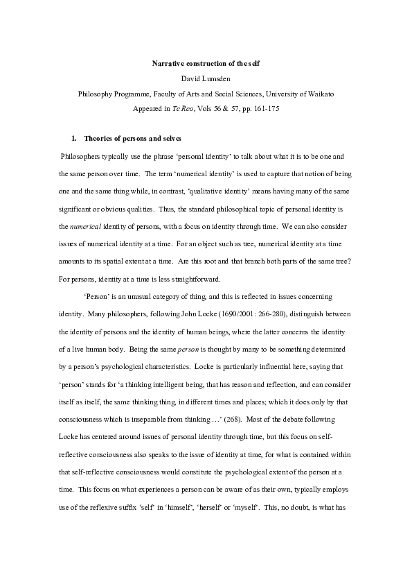 (PDF) Narrative construction of the self