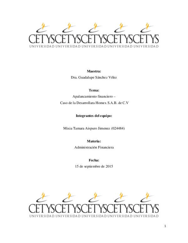(PDF) Caso de estudio: Desarrolladora Homex SAB