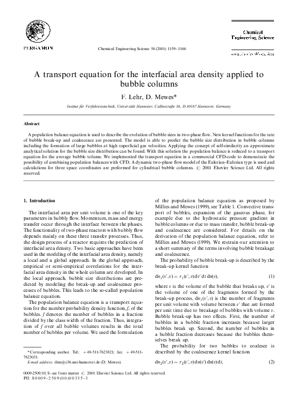 (PDF) A Transport Equation for the Interfacial Area Density Applied to ...