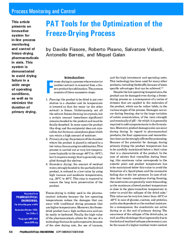 (PDF) PAT tools for the optimization of the freeze-drying process