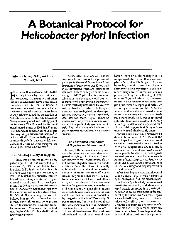 (PDF) A Botanical Protocol for Helicobacter pylori Infection
