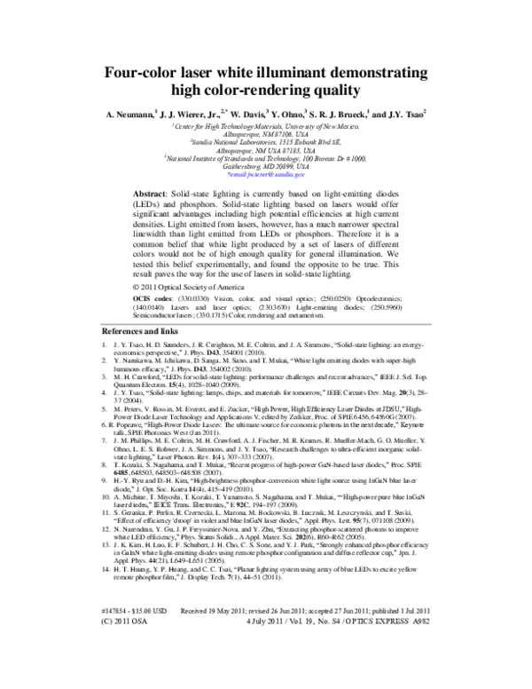 (PDF) Four-color laser white illuminant demonstrating high color ...