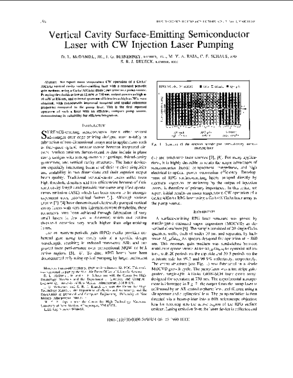 (PDF) Vertical cavity surface-emitting semiconductor laser with CW ...