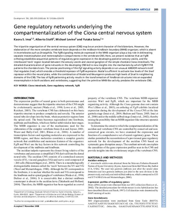 (PDF) Gene regulatory networks underlying the compartmentalization of ...