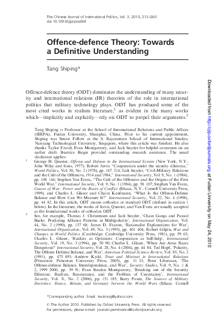 (PDF) Offence-defence Theory: Towards a Definitive Understanding