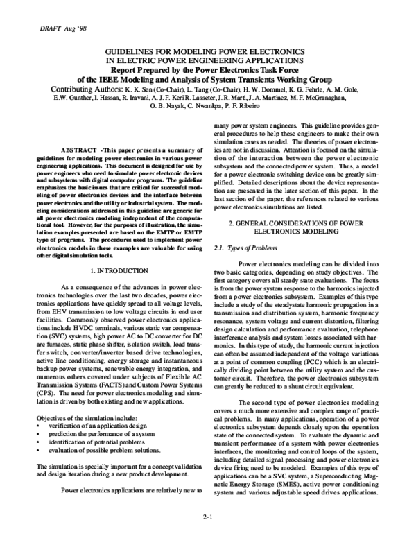 (PDF) GUIDELINES FOR MODELING POWER ELECTRONICS IN ELECTRIC POWER ...