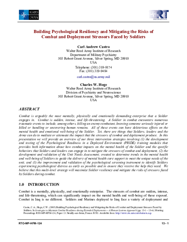 (PDF) Building Psychological Resiliency and Mitigating the Risks of ...
