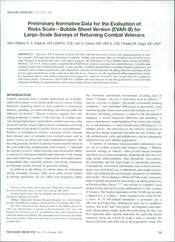 (PDF) Preliminary Normative Data for the Evaluation of Risks Scale ...