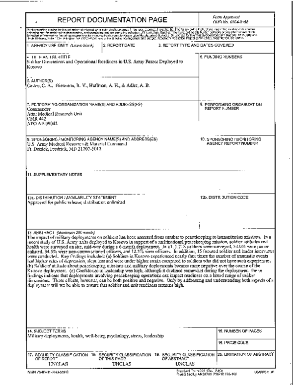 (PDF) Soldier Dimensions and Operational Readiness in U.S. Army Forces ...