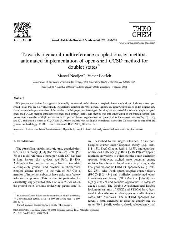Pdf Towards A General Multireference Coupled Cluster Method Automated Implementation Of Open