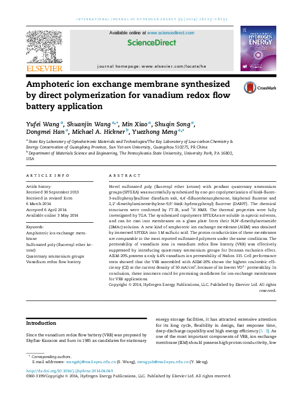 (PDF) Amphoteric ion exchange membrane synthesized by direct ...
