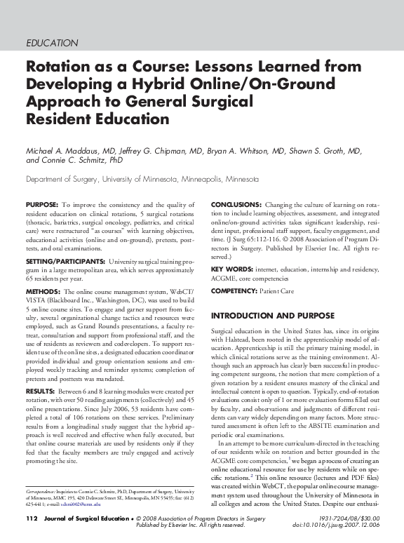 (PDF) Rotation as a Course: Lessons Learned from Developing a Hybrid ...