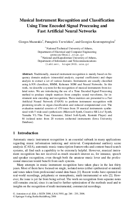 (PDF) Musical instrument recognition and classification using time ...