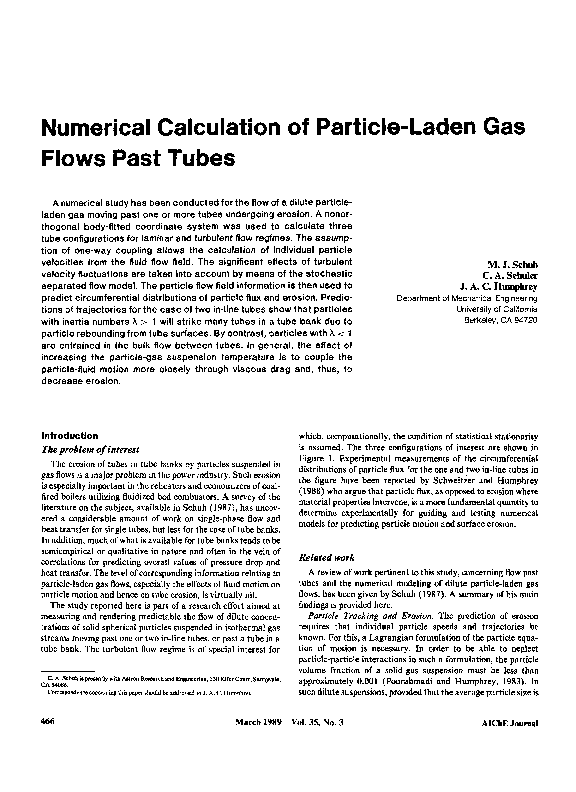 (PDF) Numerical calculation of particle-laden gas flows past tubes