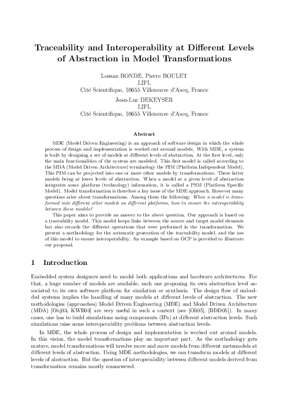 (PDF) Traceability and Interoperability at Different Levels of Abstraction in Model-Driven ...