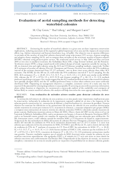 (PDF) Evaluation of aerial sampling methods for detecting waterbird ...