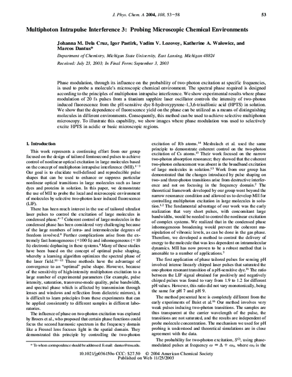 (PDF) Multiphoton Intrapulse Interference 3: Probing Microscopic ...