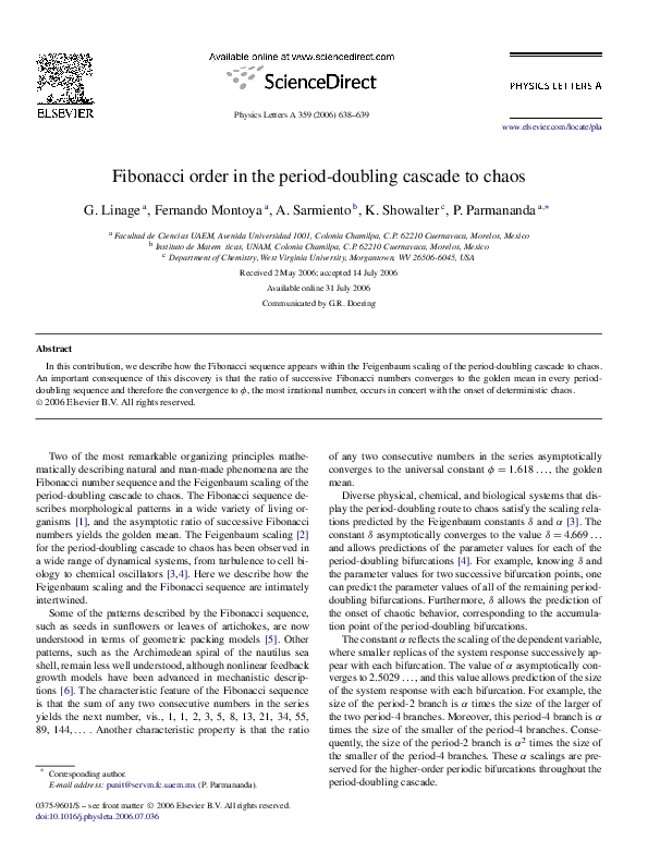 (PDF) Fibonacci order in the period-doubling cascade to chaos