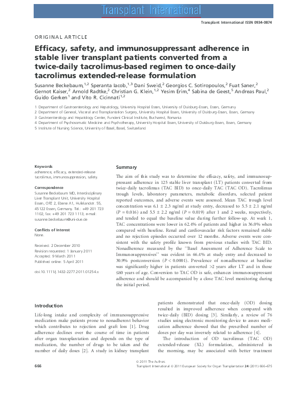Pdf Effectiveness And Safety Of The Conversion To Meltdose® Extended