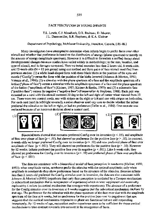 (PDF) Face perception in young infants