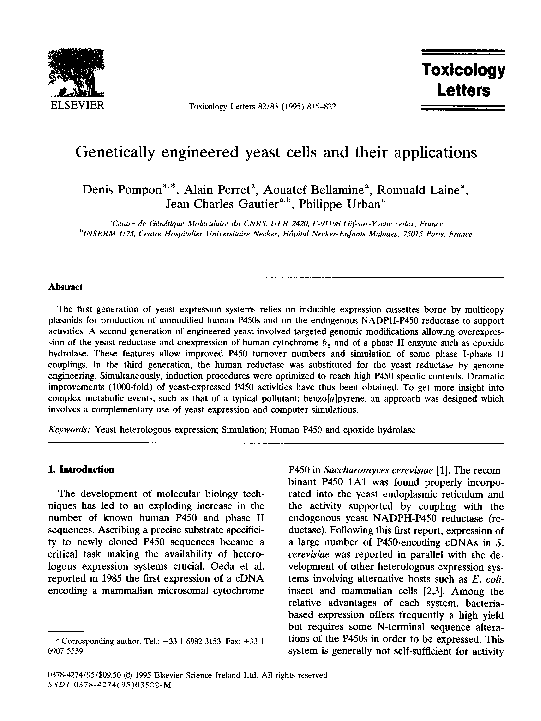 (PDF) Genetically engineered yeast cells and their applications