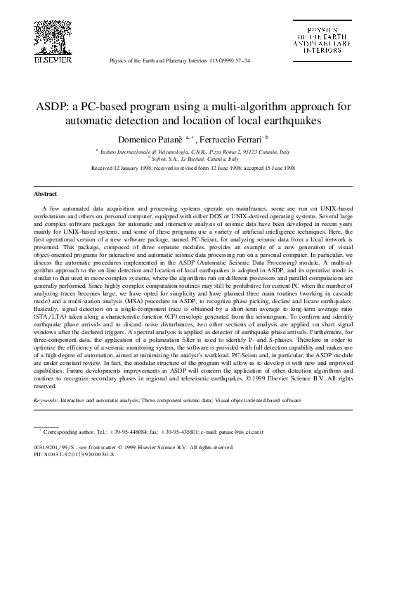 Pdf Asdp A Pc Based Program Using A Multi Algorithm Approach For