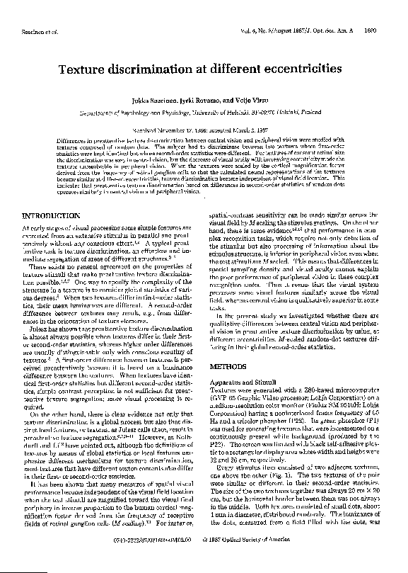 (PDF) Texture discrimination at different eccentricities