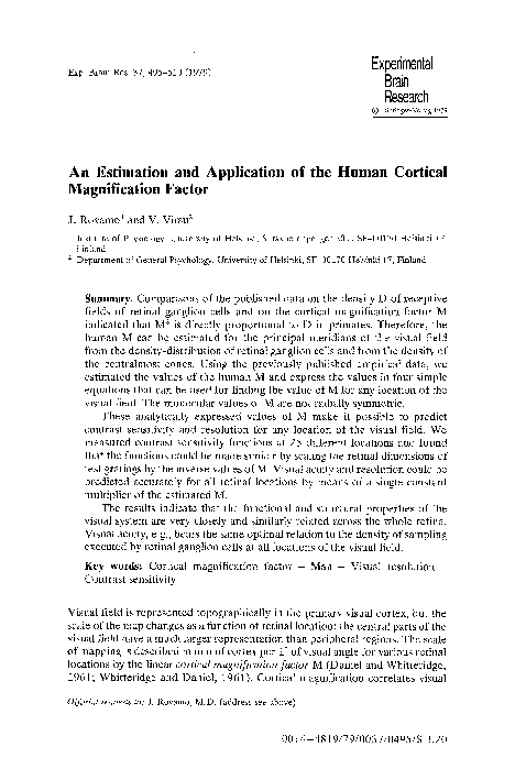 (PDF) An estimation and application of the human cortical magnification ...