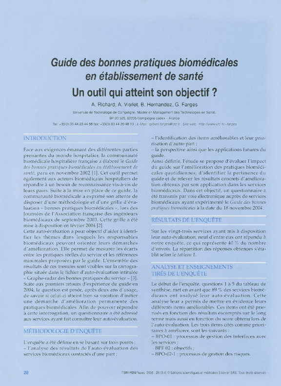 (PDF) Guide des bonnes pratiques biomédicales en établissement de santé