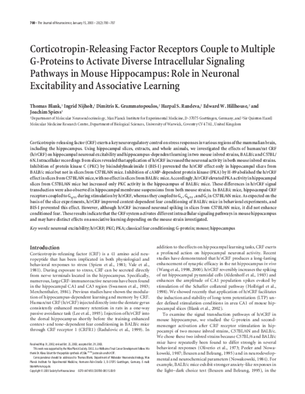 (PDF) Corticotropin-releasing factor receptors couple to multiple G-proteins to activate diverse ...