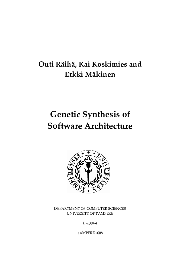 Pdf Multi Objective Genetic Synthesis Of Software Architecture