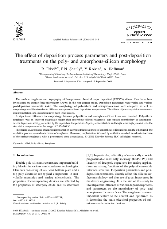 (PDF) The effect of deposition process parameters and post-deposition ...