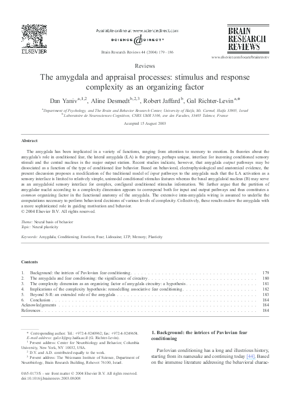 (PDF) The amygdala | Joseph LeDoux - Academia.edu