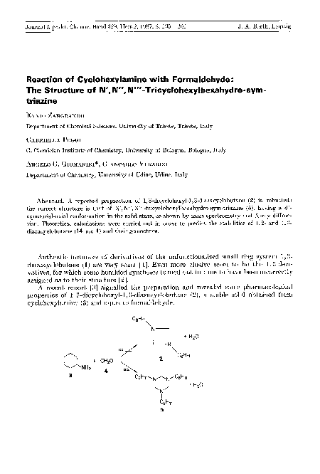(PDF) Reaction of Cyclohexylamine with Formaldehyde: The structure of N ...