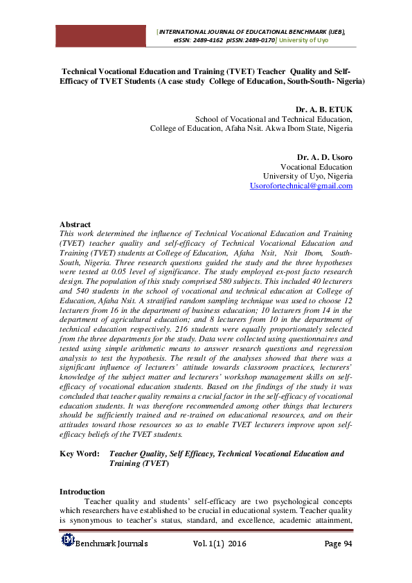 (PDF) Technical Vocational Education and Training (TVET) Teacher ...