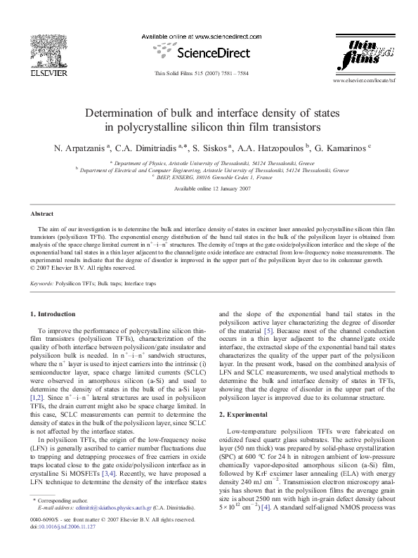 (PDF) Determination of bulk and interface density of states in ...