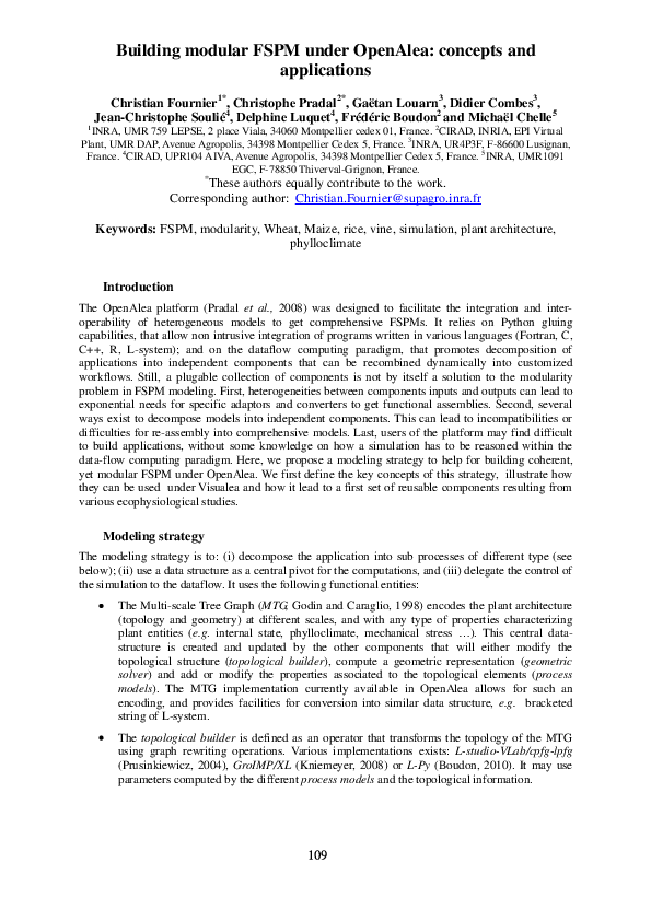 (PDF) Building modular FSPM under OpenAlea: concepts and applications