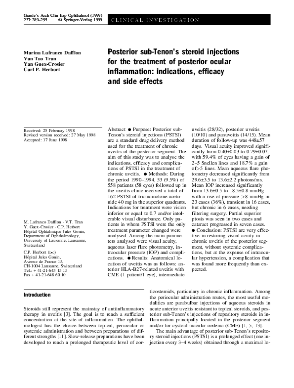(PDF) Posterior sub-Tenon's steroid injections for the treatment of ...