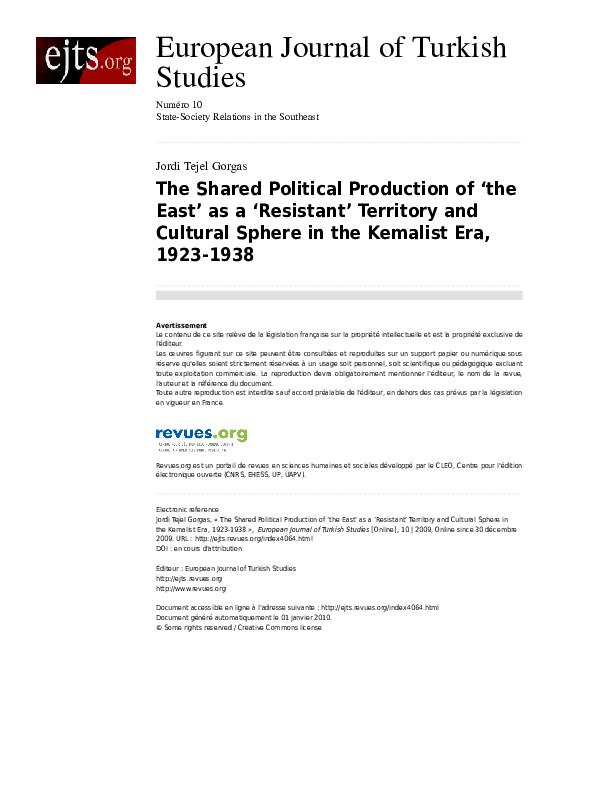 The Shared Political Production of ‘the East’ as a ‘Resistant ...