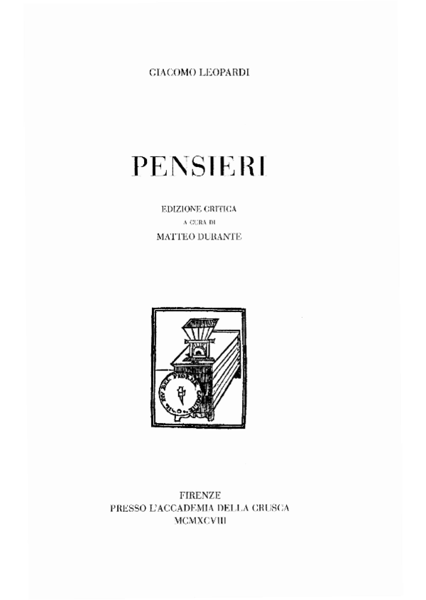 (PDF) G. Leopardi, I pensieri (edizione critica)